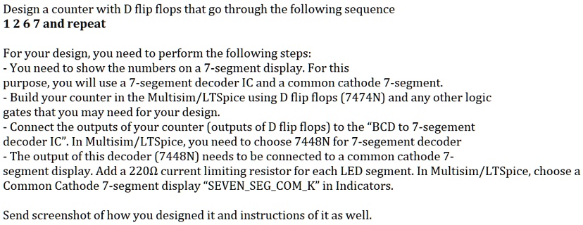 SOLVED: Design a counter with D flip flops that goes through the ...