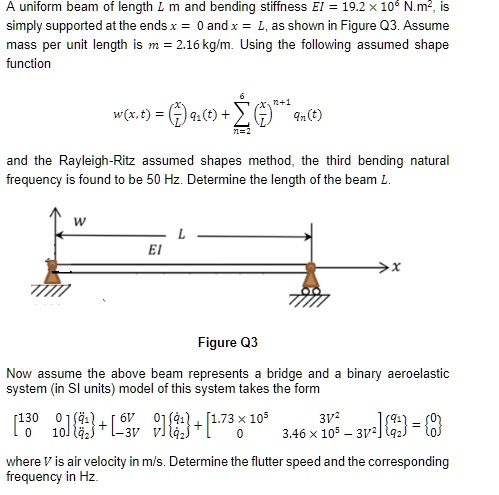 SOLVED: Please solve this accurately! A uniform beam of length L m and ...