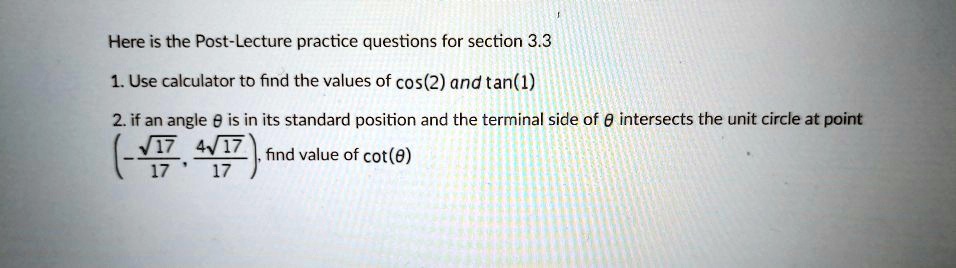 SOLVED:Here is the Post-Lecture practice questions for section 3.3 1 ...
