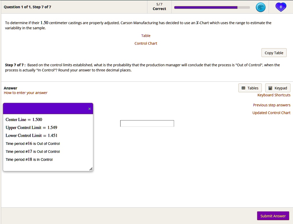 SOLVED:5/7 Correct Question of 1, Step of7 To determine if their [.50 ...