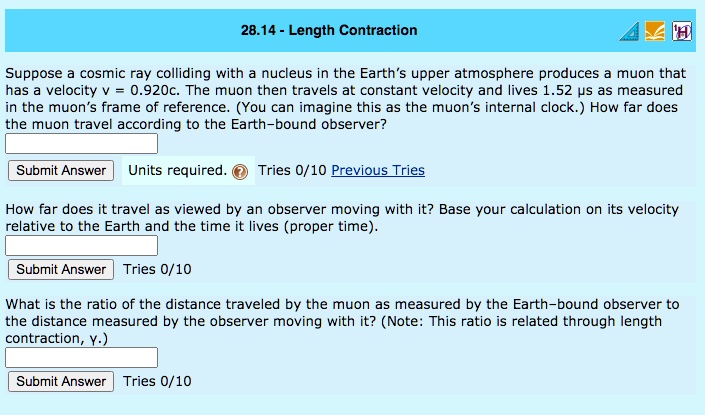 SOLVED: 28.14 - Length Contraction Suppose cosmic ray colliding with a ...