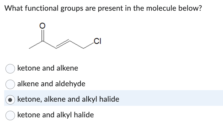 SOLVED: What functional groups are present in the molecule below ...