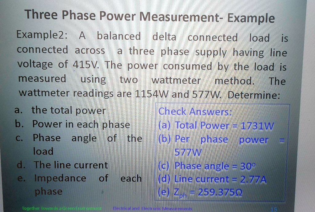 Three Phase Power Measurement- Example Example2: A balanced delta ...
