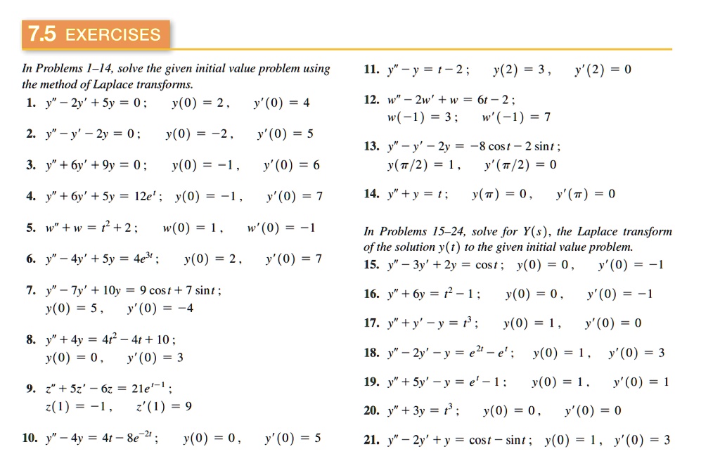 SOLVED 7 5 EXERCISES In Problems 1 14 Solve The Given Initial Value
