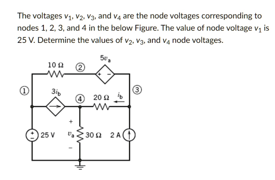 SOLVED: The voltages V1, V2, V3, and V4 are the node voltages corresponding to nodes 1,2, 3,and ...