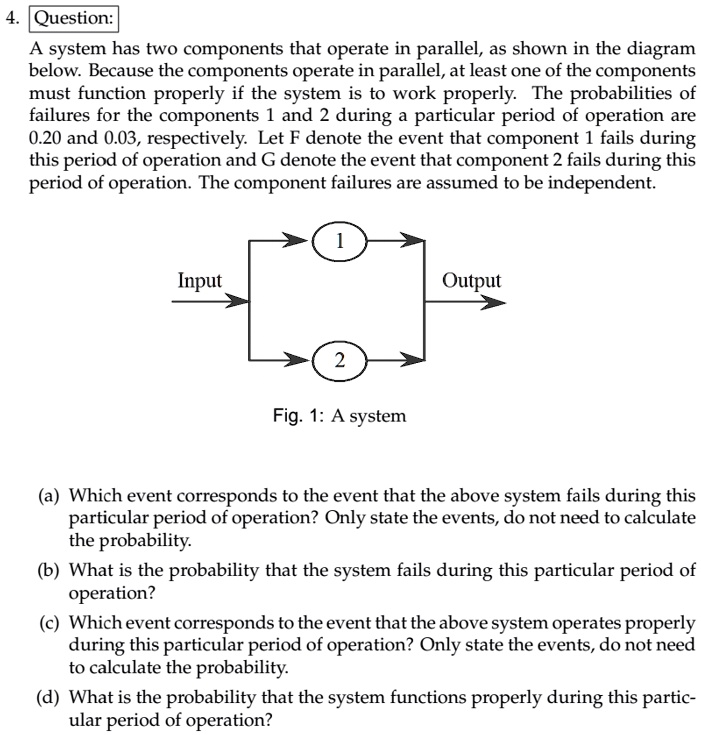 SOLVED: Question: The system has two components that operate in parallel, as shown in the ...