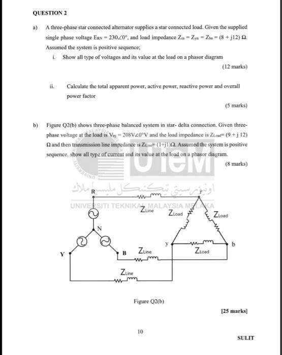 question2 a three phase star connected alternator supplies a star ... question2 a three phase star connected alternator supplies a star ...