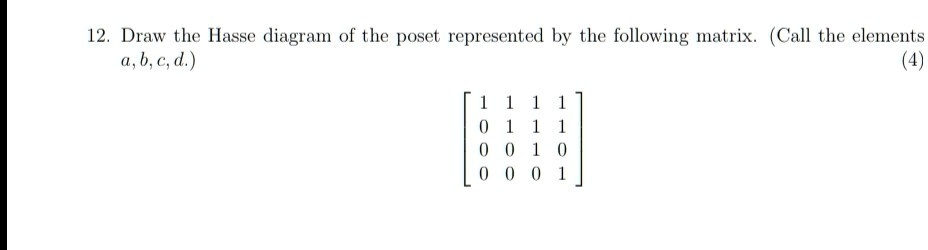12 Draw The Hasse Diagram Of The Poset Represented B… Solvedlib