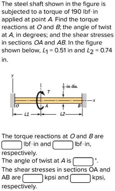 SOLVED: The steel shaft shown in the figure is subjected to a torque of ...