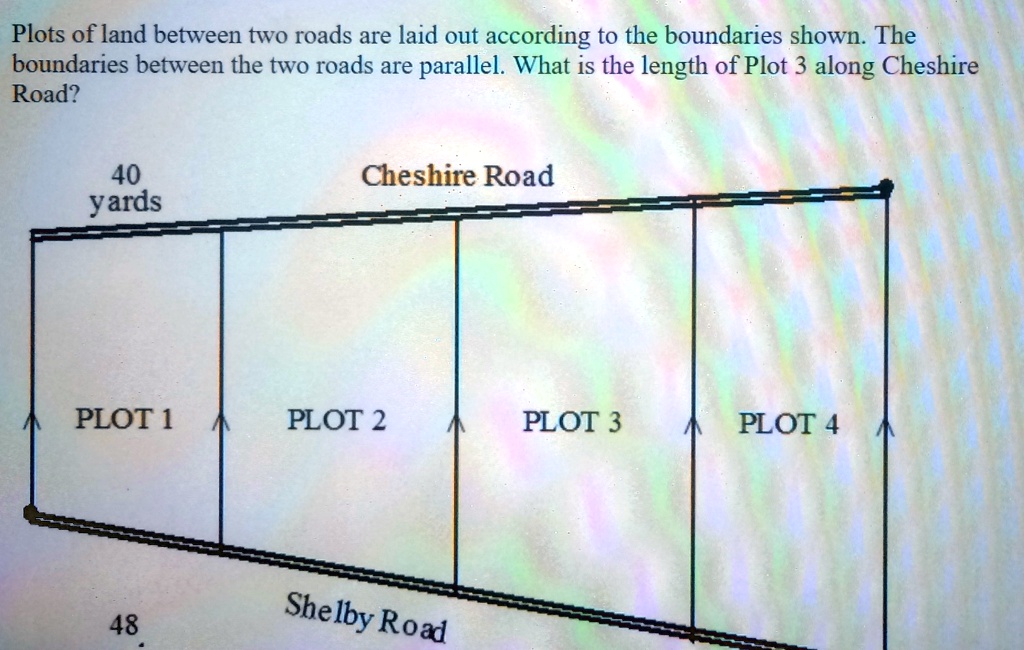 SOLVED: 'please help with this one question thank you. Plots of land ...