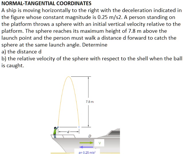 SOLVED: NORMAL-TANGENTIAL COORDINATES A ship is moving horizontally to ...