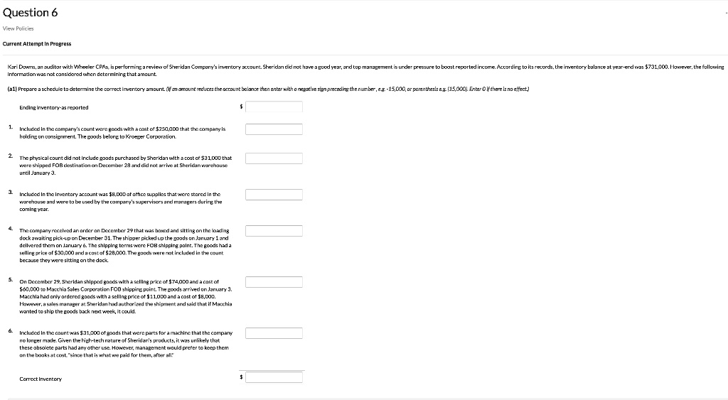 Question 6 View Policies Current Attempt In Progress Kari...