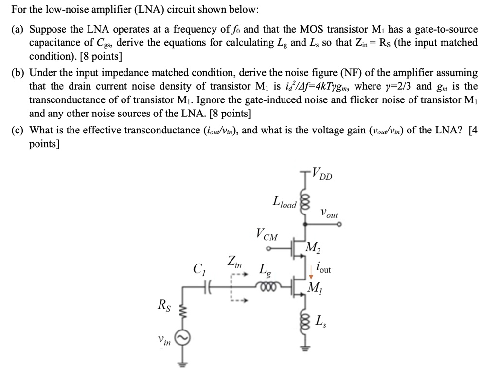 for the low noise amplifier lna circuit shown below a suppose the lna ...