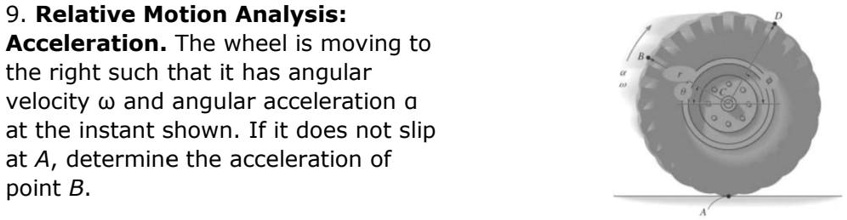 SOLVED: Relative Motion Analysis: Acceleration. The wheel is moving to ...