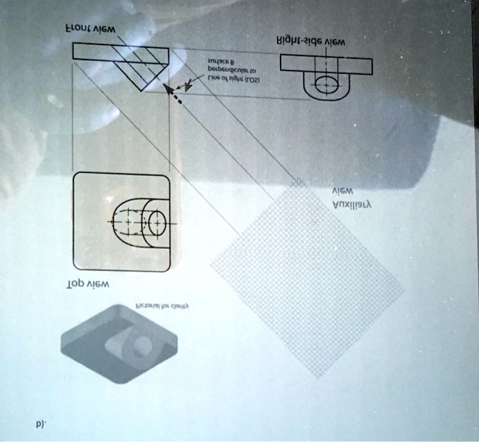 neatly sketch the full auxiliary view that shows the true shape of the ...