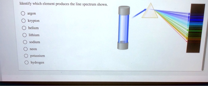 identify which element produces the line spectrum shown argon krypton ...