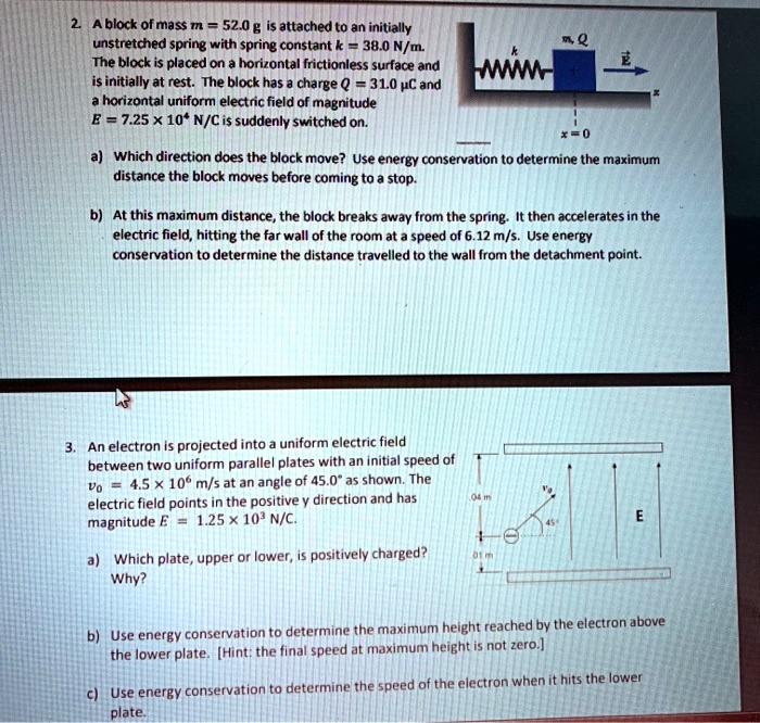 SOLVED: block of mass m 52.0 attached to an initially unstretched spring with spring constant k ...