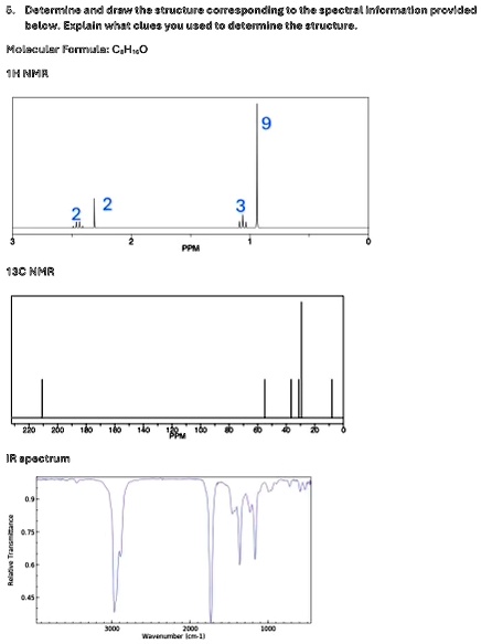 Determine and draw the structure corresponding to the spectral information provided below ...