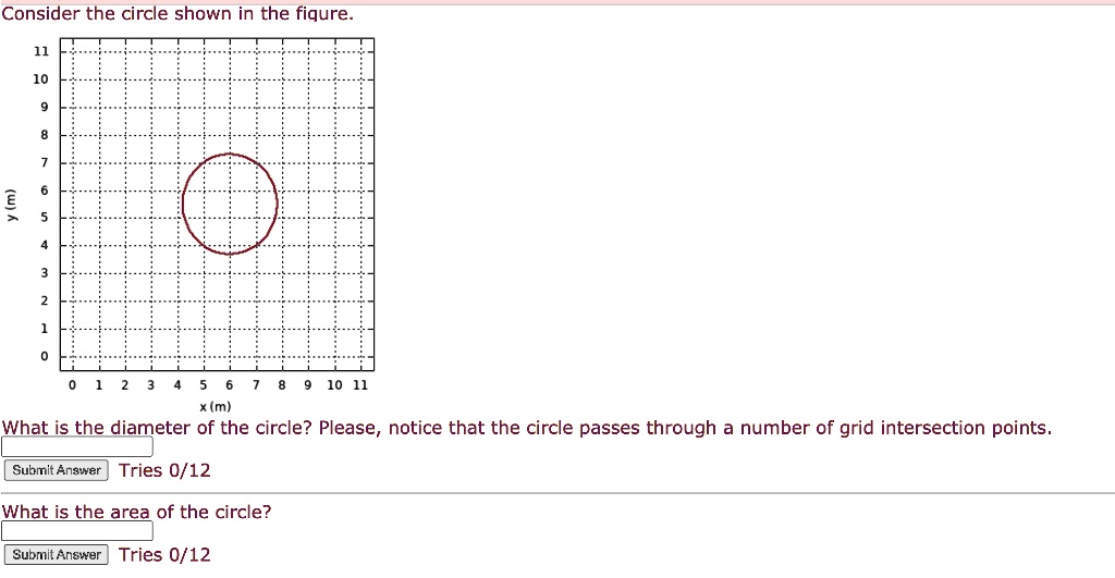 SOLVED: Consider the circle shown in the fiqure 1 1 2 3 7 8 x(m) What is the diameter of the ...