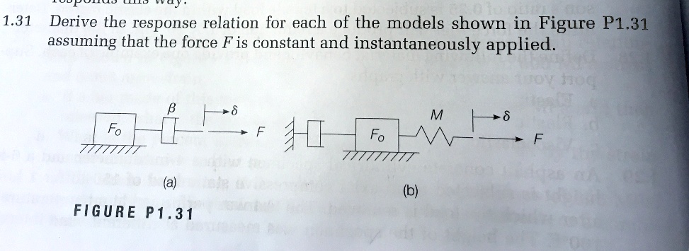 [GET ANSWER] 1.31 Derive the response relation for each of the models shown in Figure P1.31 ...
