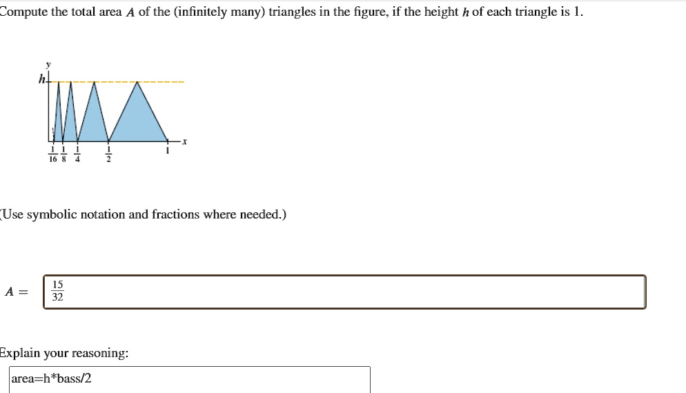 Compute the total area A of the (infinitely many) triangles in the ...