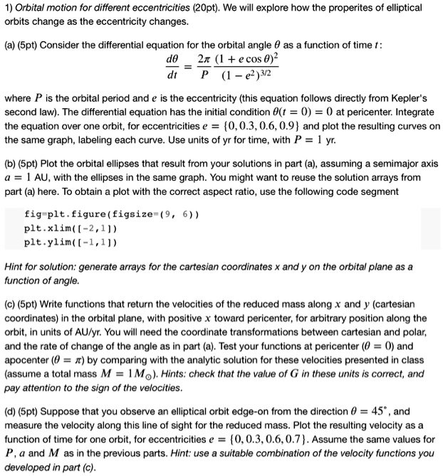 1orbital motion for different eccentricities 20ptwe will explore how ...