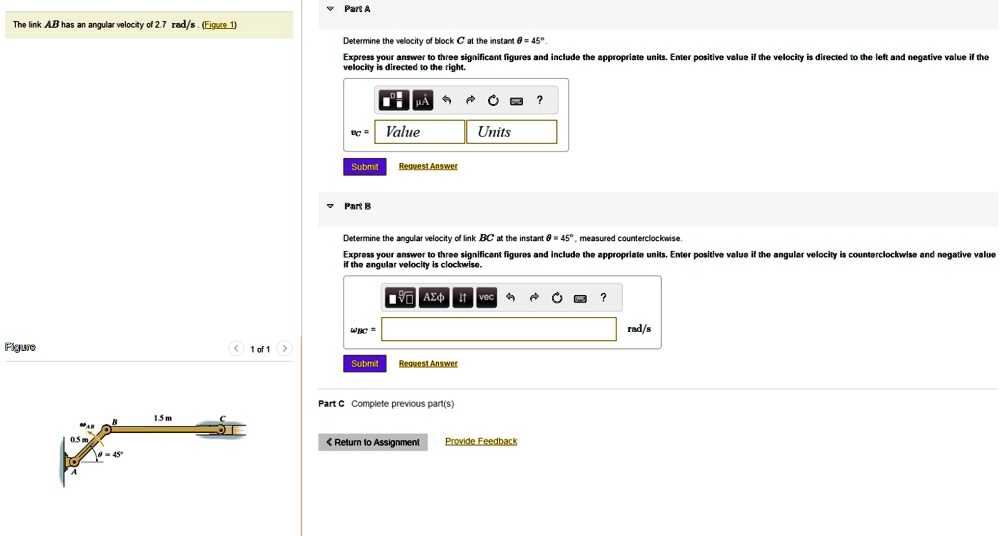 SOLVED: Determine the velocity of block C at the instant heta =45deg . Express your answer to ...