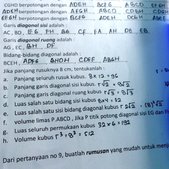 SOLVED: Cara menghitung panjang rusuk kubus 8cm menurut rumus ...