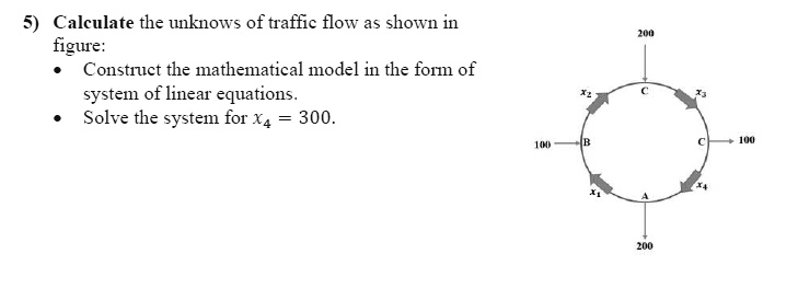 SOLVED: Calculate the unknows of traffic flow as shown in figure ...