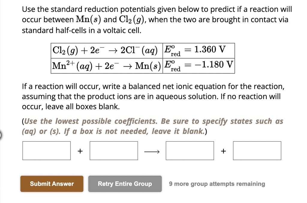 Use the standard reduction potentials given below to predict if a ...
