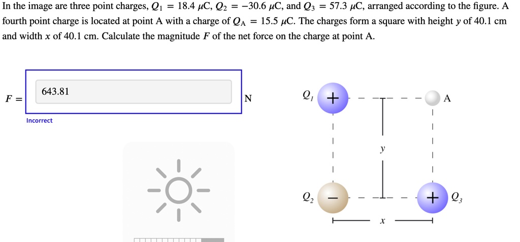 SOLVED: In the image are three point charges, Q1 18.4 UC, Q2 -30.6 uC, and Q3 =57.3 HC, arranged ...