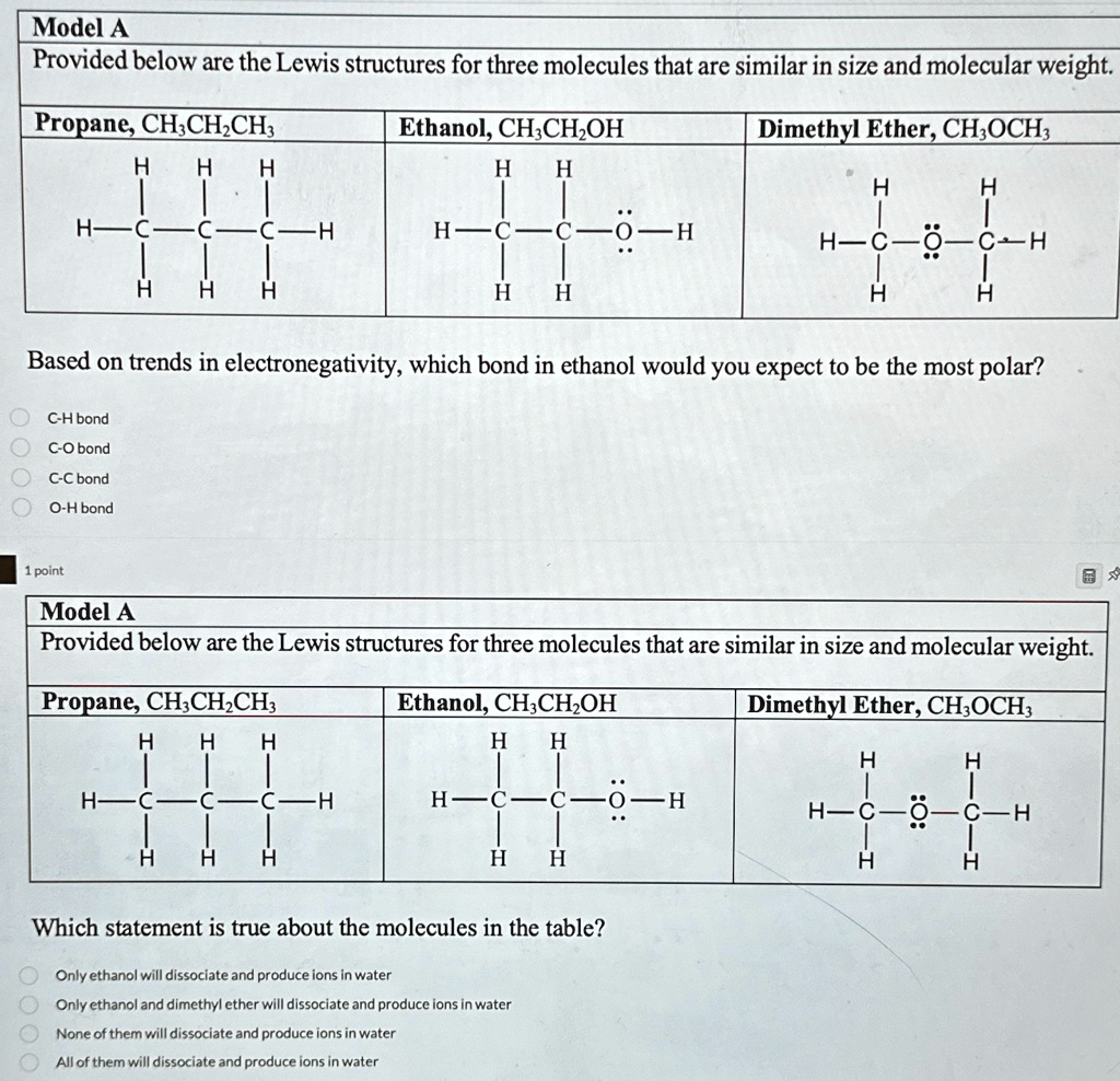 model a provided below are the lewis structures for three molecules ...