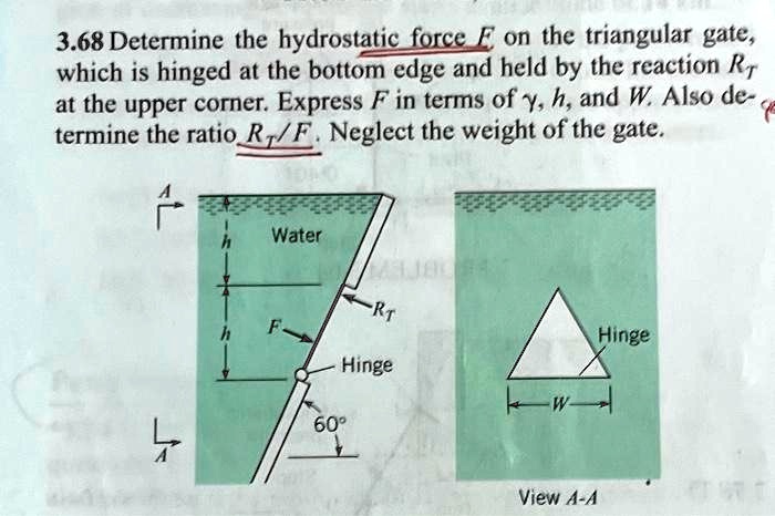 texts 368 determine the hydrostatic force f on the triangular gate which is hinged at the bottom ...