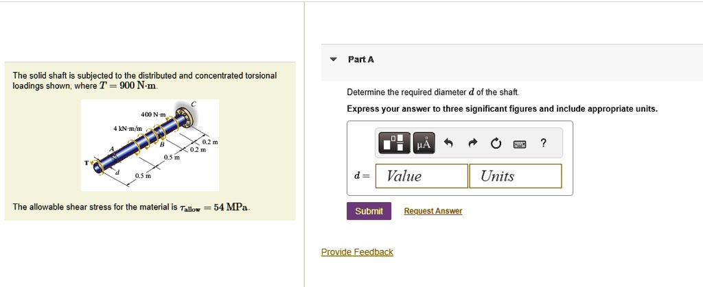 part a the solid shaft is subjected to the distributed and concentrated ...