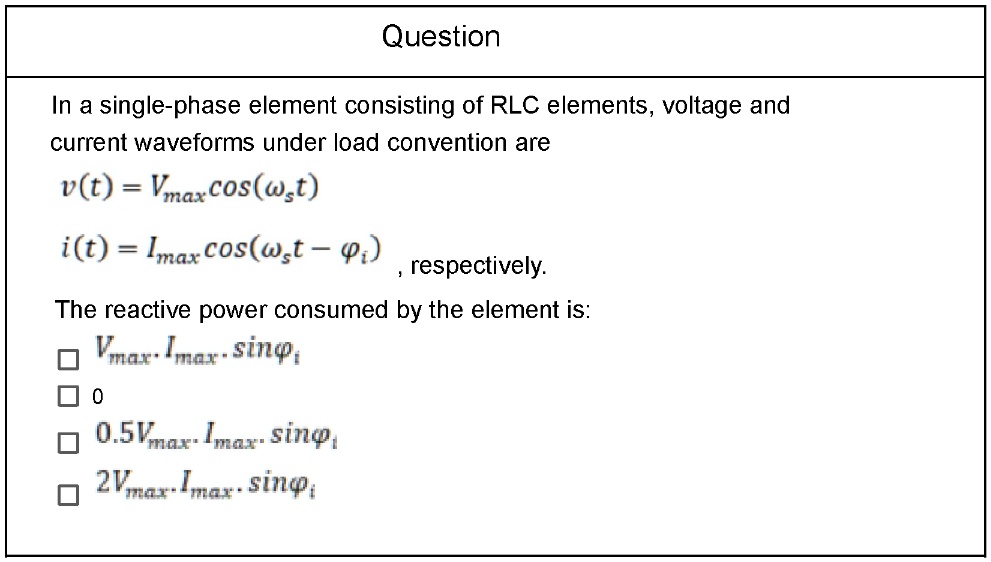 SOLVED: In a single-phase element consisting of RLC elements, the ...