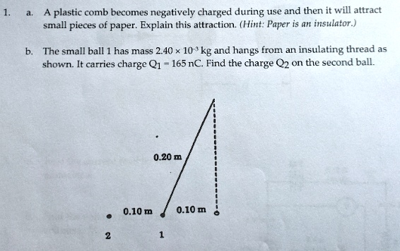 SOLVED: A plastic comb becomes negatively charged during use and then ...