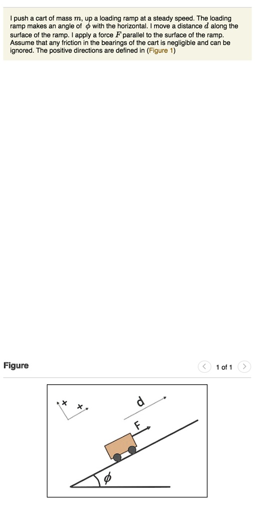 push cart of mass m up loading ramp at steady speed the loading ramp ...