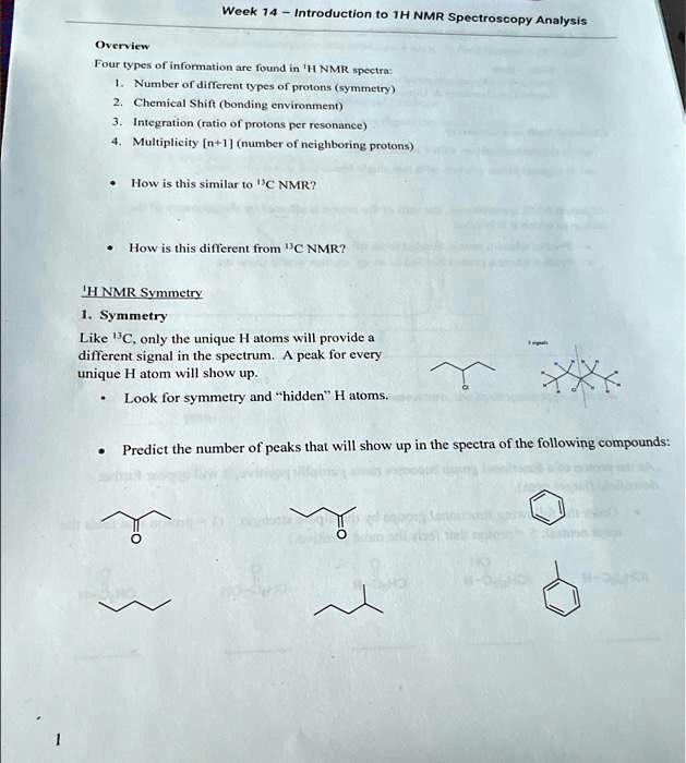 SOLVED: Week 14 - Introduction to 1H NMR Spectroscopy Analysis Overview ...
