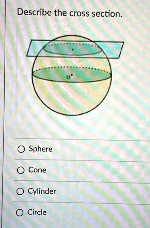 SOLVED: Describe the cross section: Sphere Cone Cylinder Circle