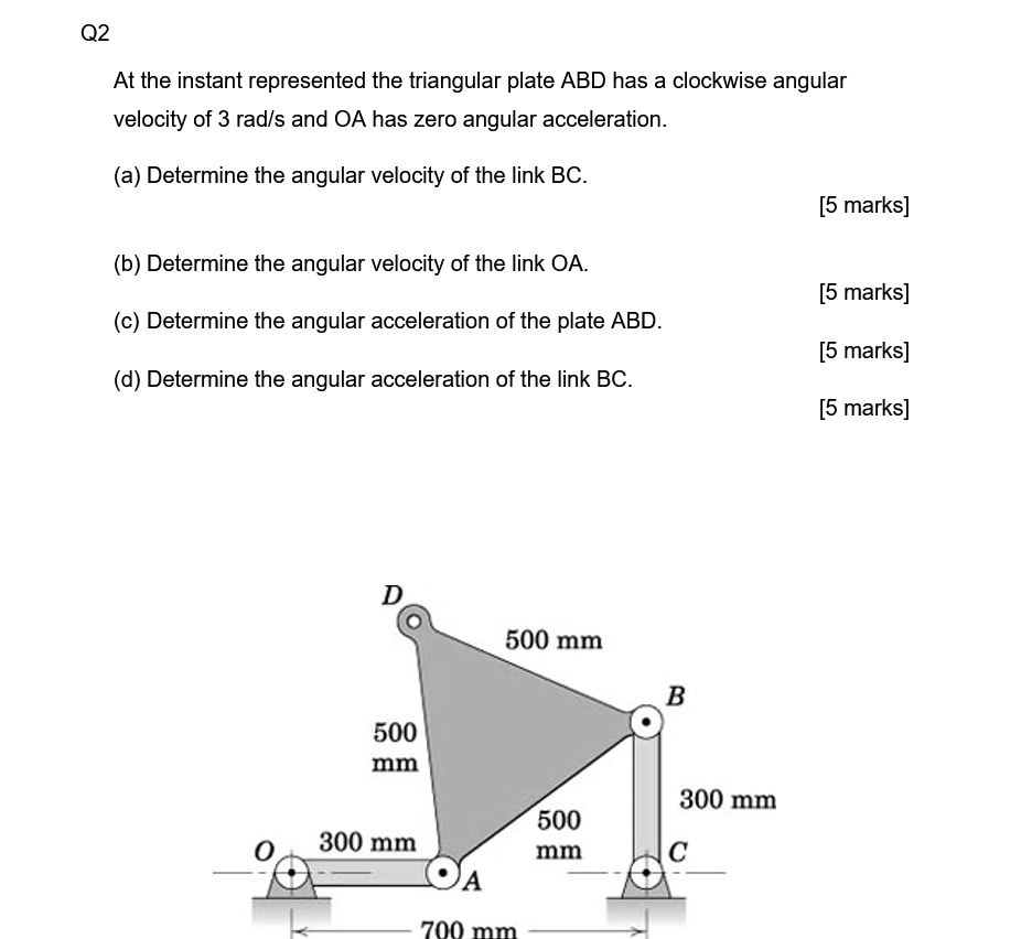 SOLVED: At the instant represented, the triangular plate ABD has a clockwise angular velocity of ...