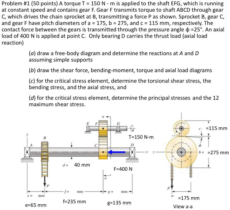 SOLVED: Problem #1 (50 points) A torque T = 150 N-m is applied to the ...