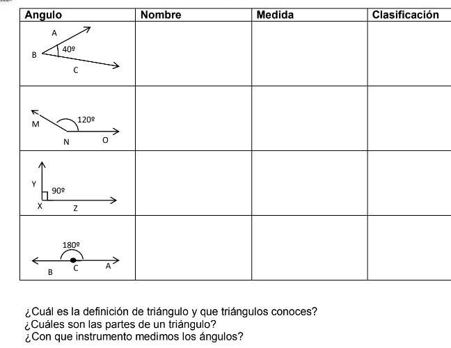 SOLVED: quien me puede ayudar con esta porfa Angulo Nombre Medida ...