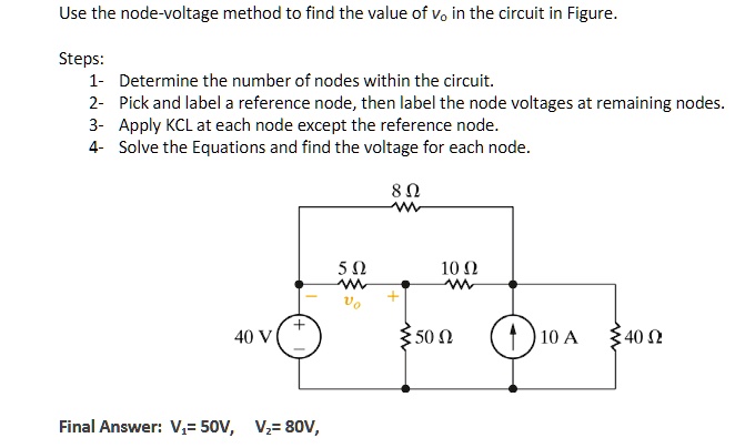 Solved Use The Node Voltage Method To Find The Value Of Vo In The Circuit In Figure Steps