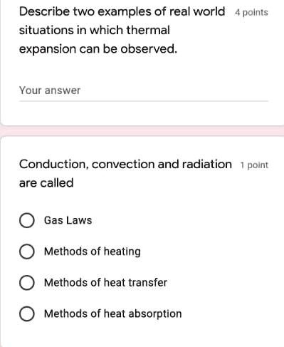 Describe two examples of real world polnts situations in which thermal ...