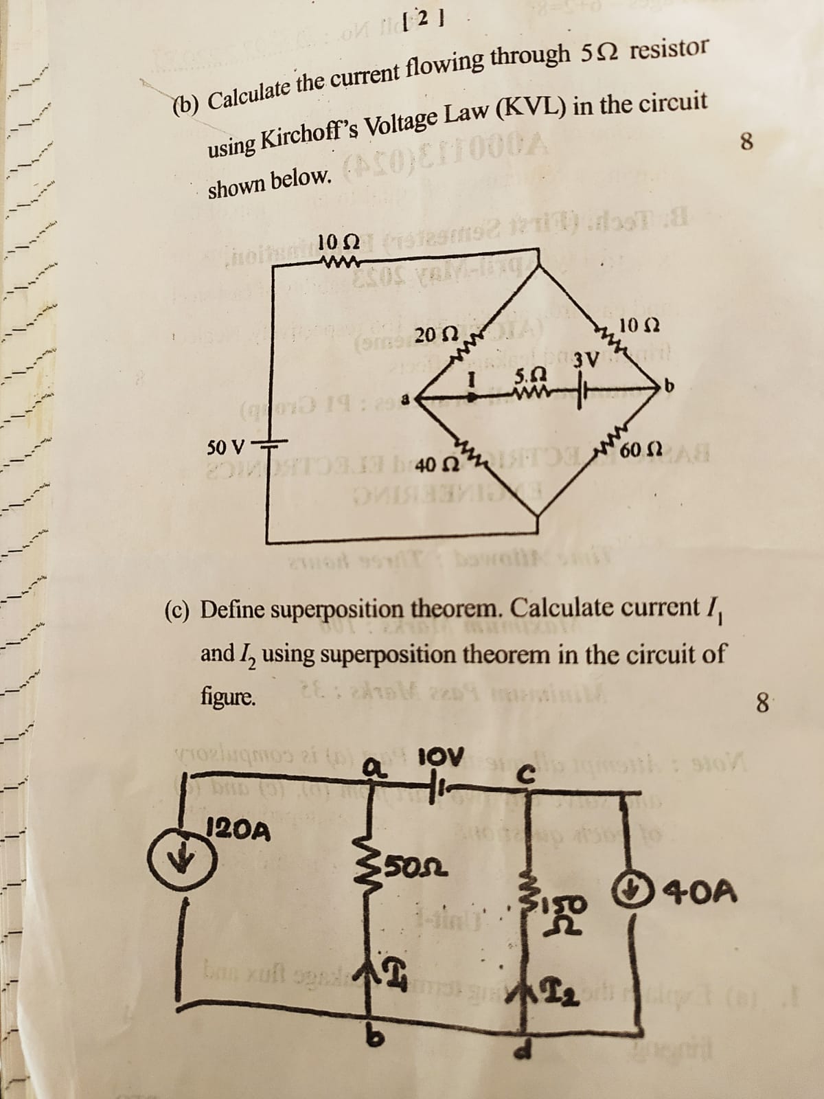 Solved [2] B Calculate The Current Flowing Through 5 Ω Resistor