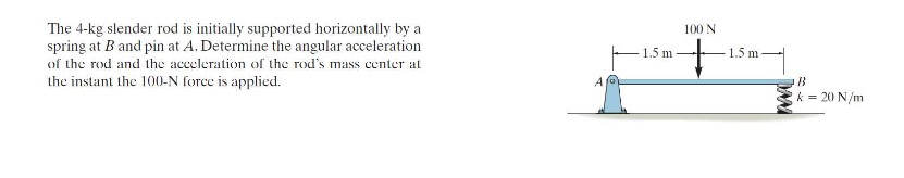 SOLVED: The 4-kg slender rod is initially supported horizontally by a ...