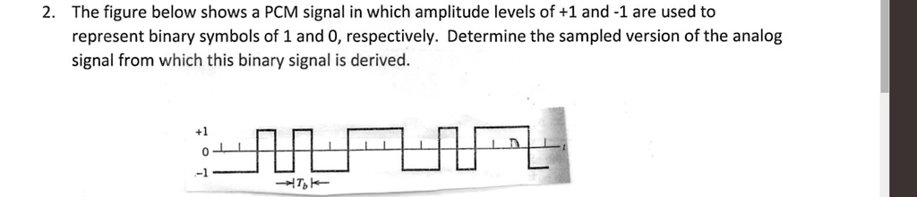 2. The figure below shows a PCM signal in which amplitude levels of +1 ...