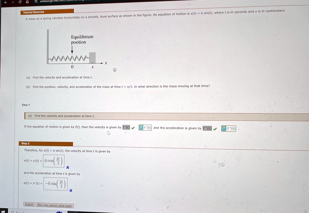a mass on a spring vibrates horizontally on a smooth level surface as ...