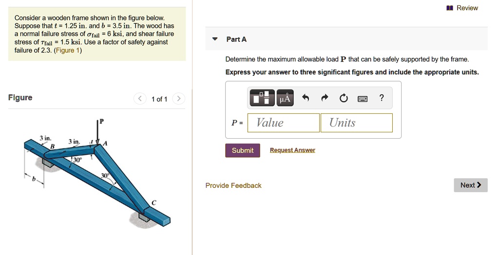 SOLVED: Consider a wooden frame shown in the figure below. Suppose that t = 1.25 in. and b = 3.5 ...