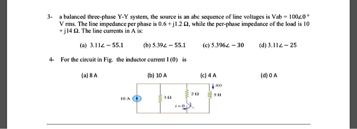 SOLVED: 3. In a balanced three-phase Y-Y system, the source has an abc sequence of line voltages ...